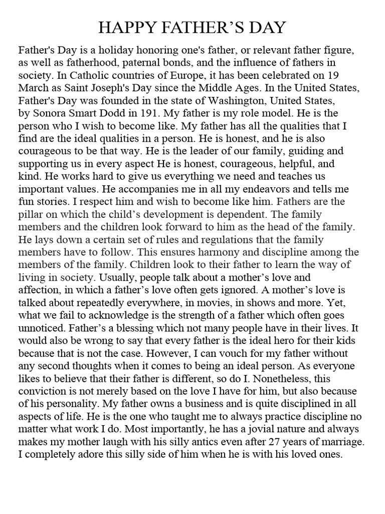 Happy Father Day Article | PDF | Social Science | Wellness