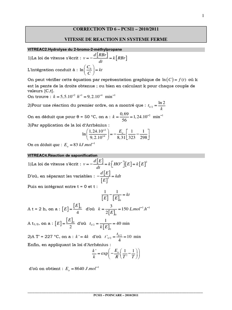 Vitesse de réaction en système fermé | PDF | Chimie physique | Chimie