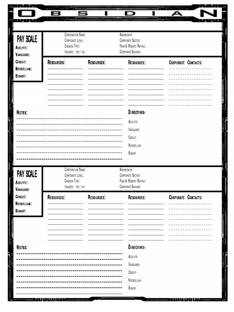 Obsidian Corporate Sheet - xV4FgX | PDF