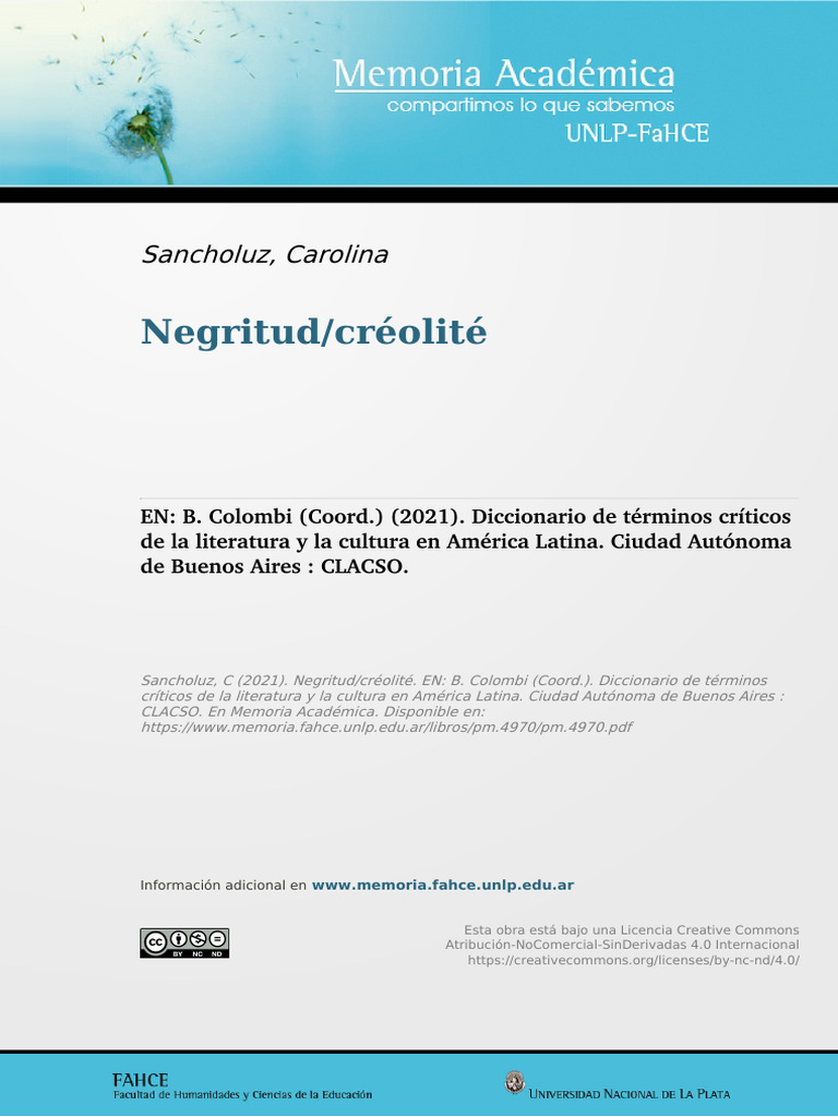 Negritud y Créolité en América Latina | PDF