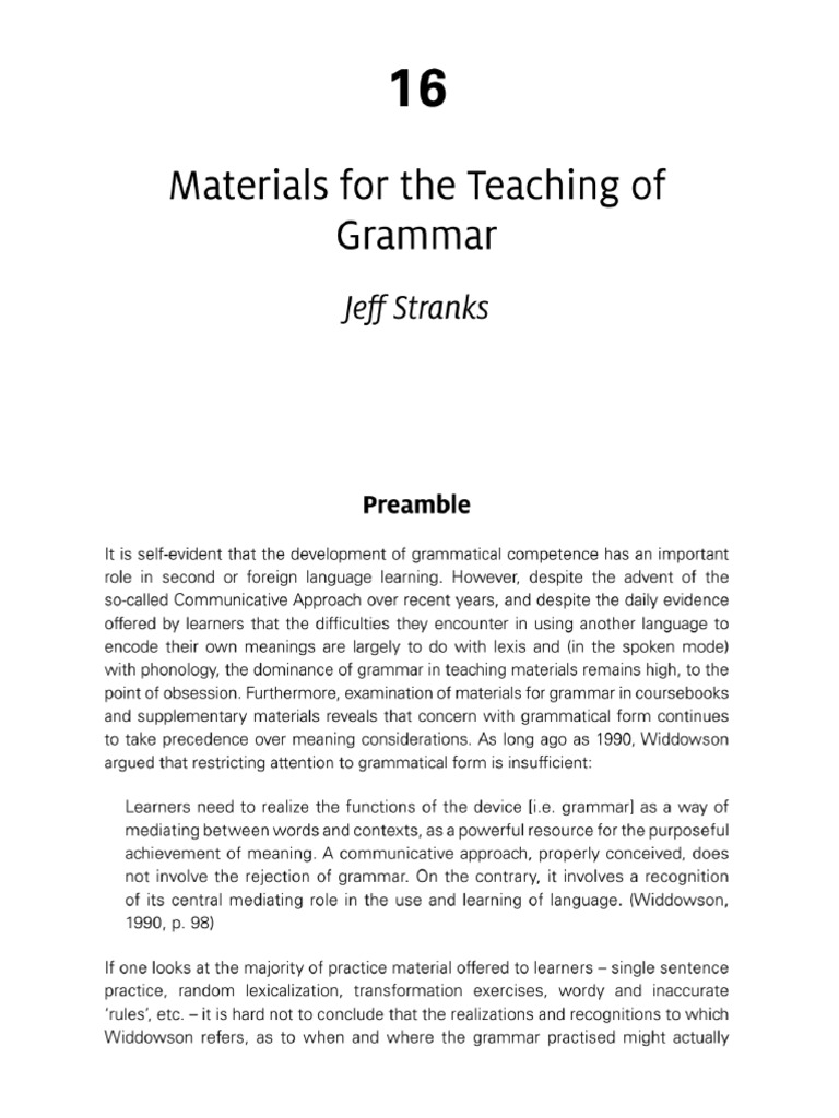 Developing materials for the teaching grammar | PDF