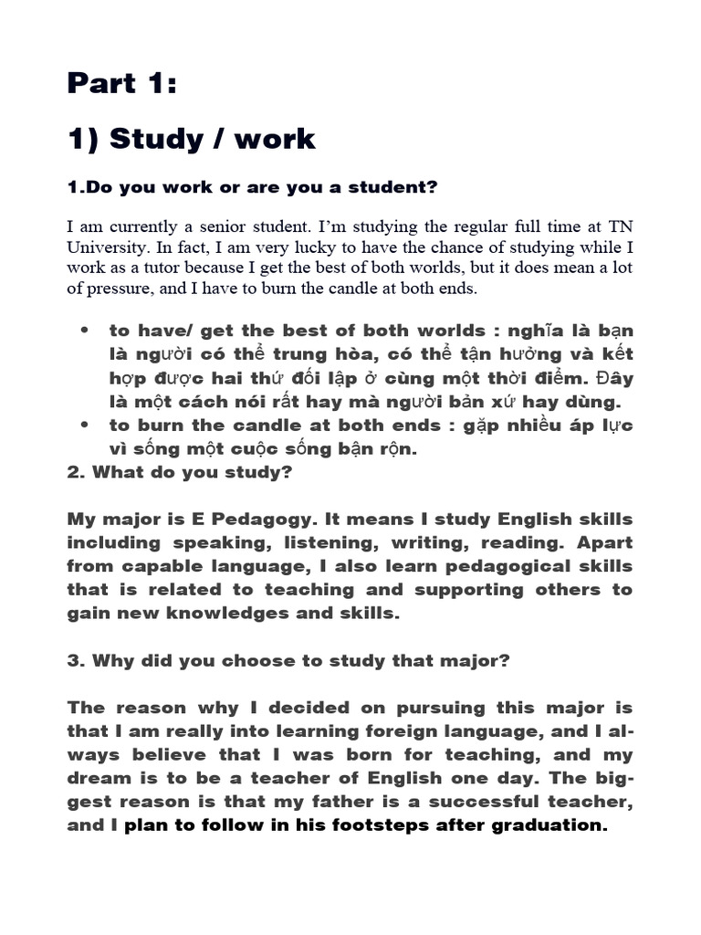 speaking part 1 | PDF