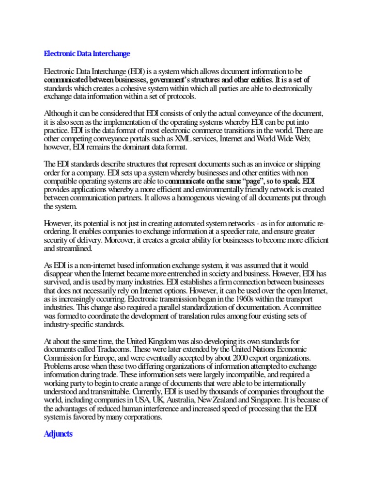 Electronic Data Interchange Pdf Electronic Data Interchange