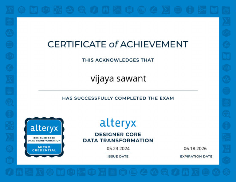 Alteryx Designer Core Micro Credential Data Transformation ...