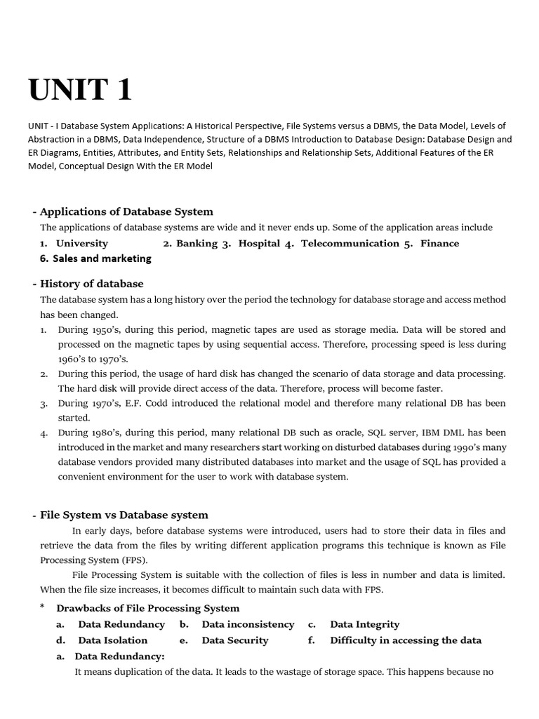 DBMS Unit-1 | PDF | Databases | Conceptual Model