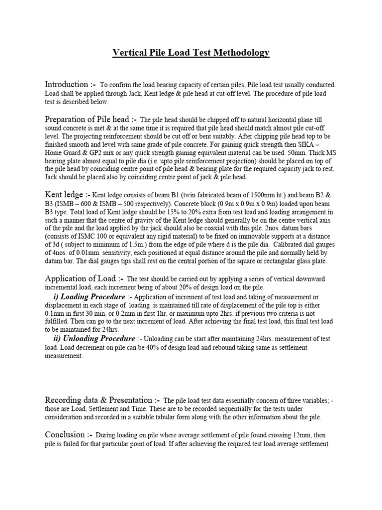 Vertical Pile Load Test Methodology | PDF | Deep Foundation | Beam ...