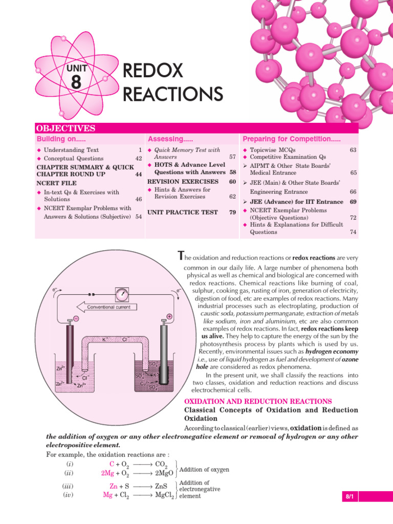 Unit VIII Redox Reactions | PDF | Redox | Chemical Reactions