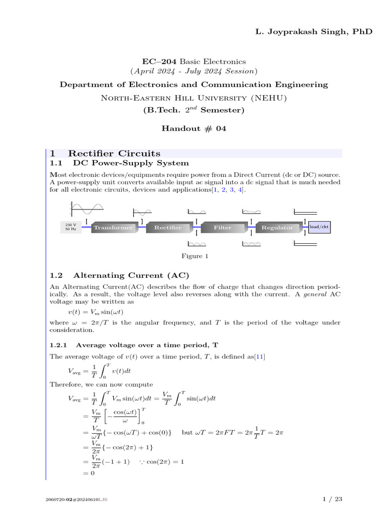 1 Rectifier Circuits: Transformer Rectifier Filter Regulator | PDF ...