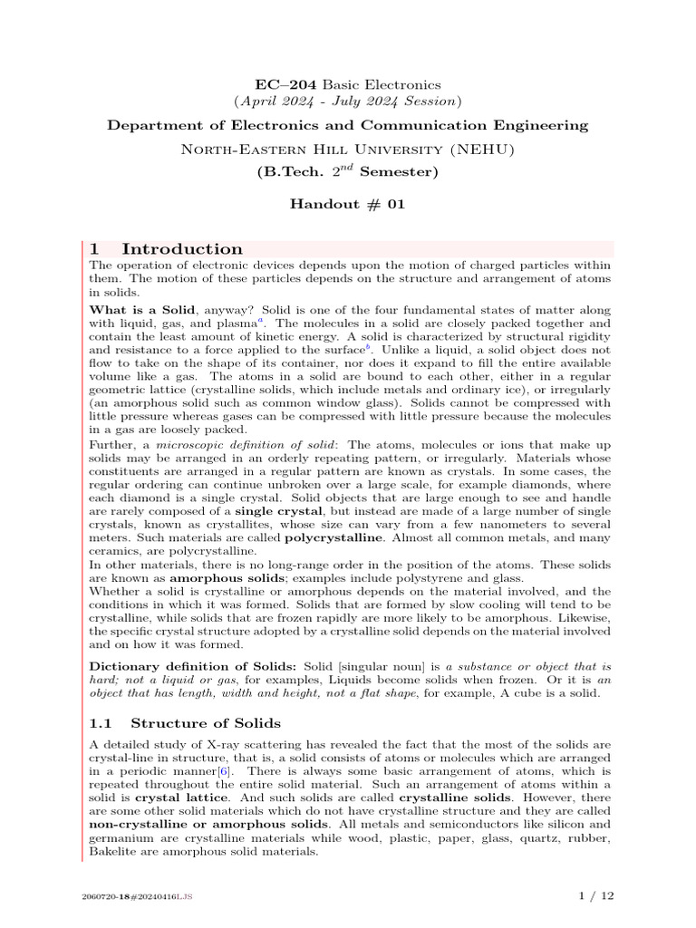 EC-204 H01 20240422 | Download Free PDF | Solid | Semiconductors
