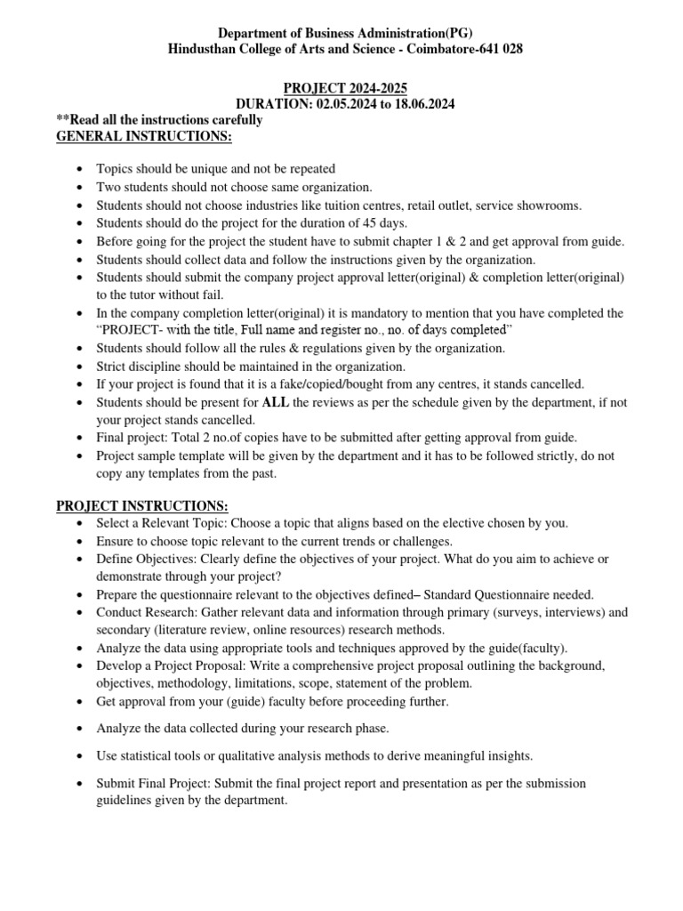 Project Guidelines 2024 2025 | PDF