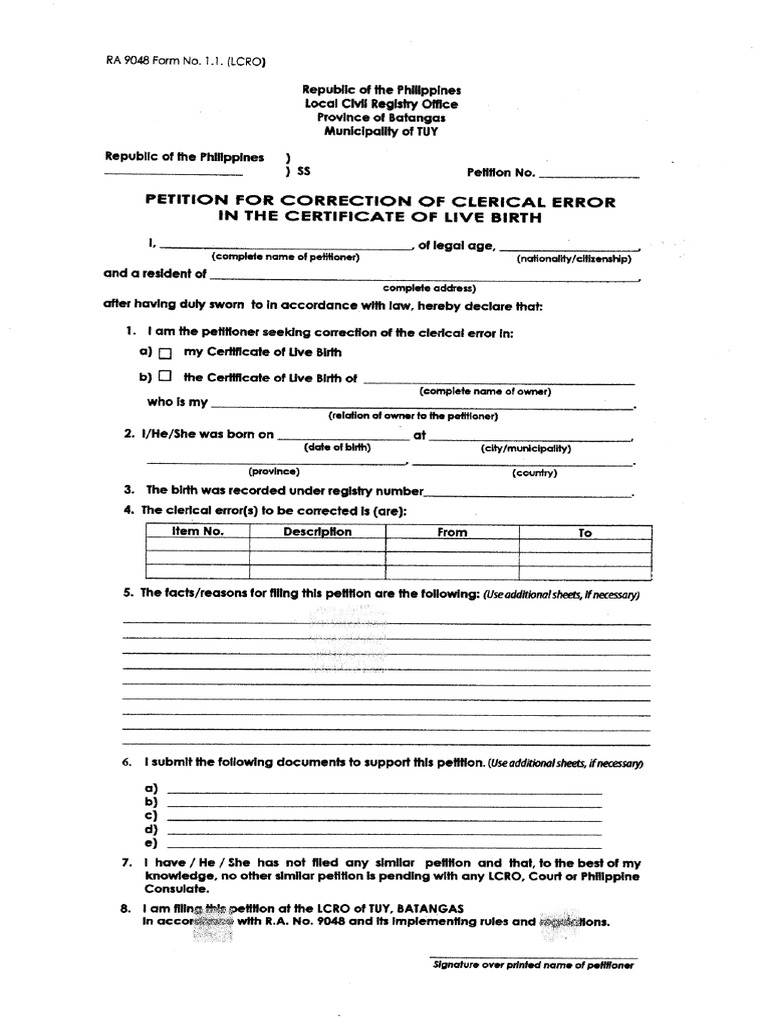 Petition For Correction in Birth Certificate | PDF