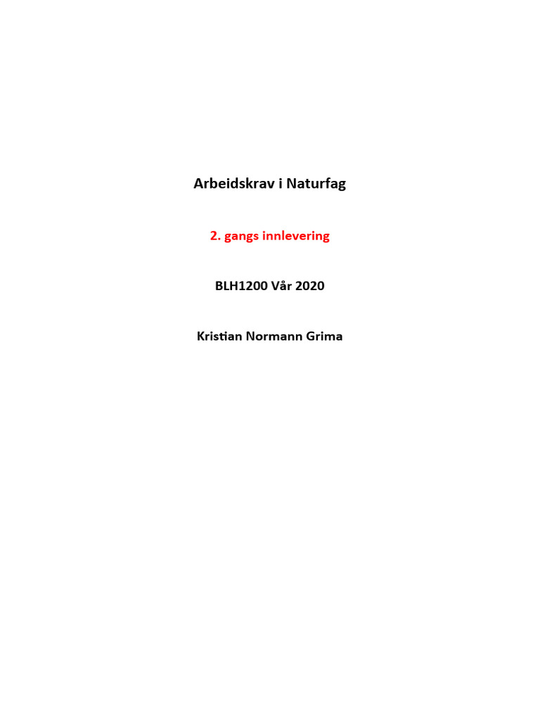 Arbeidskrav i Naturfag, 2. Gangs Innlevering | PDF