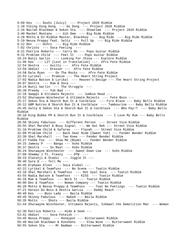 Soca Songs | PDF | Caribbean Music