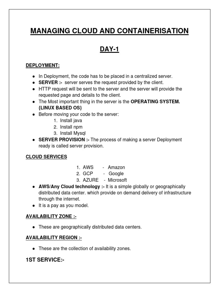 Managing Cloud and Containerisation: Deployment | PDF | Amazon Web Services | Cloud Computing