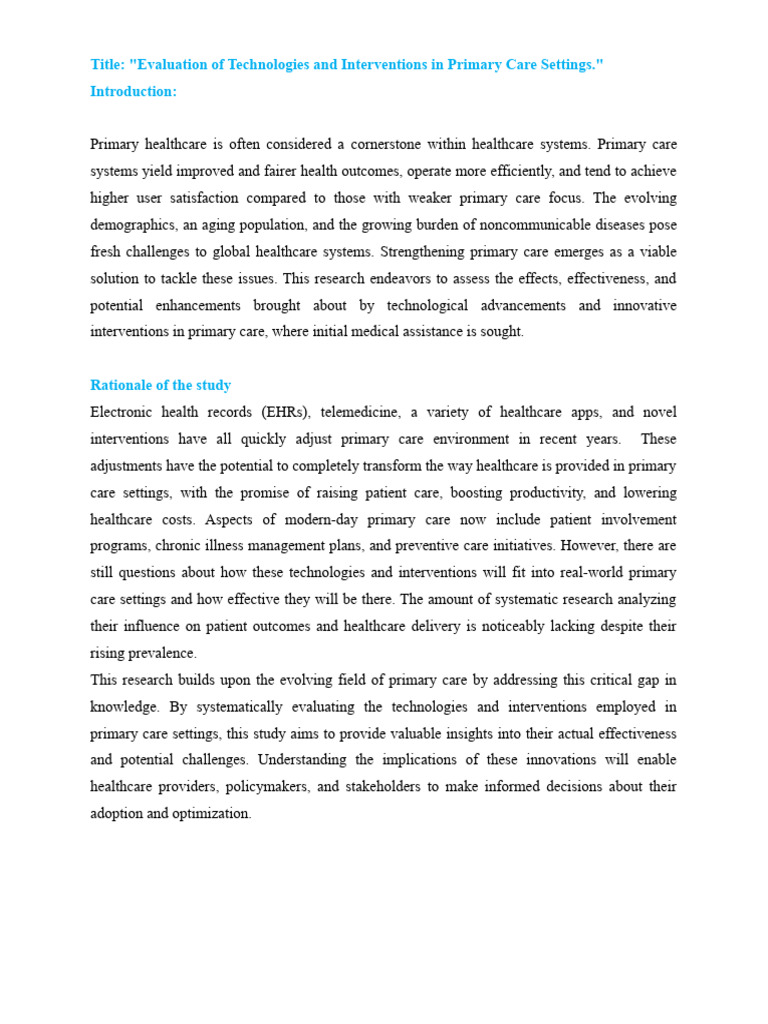 Poster Evaluation of Technology and Innovation of Primary Healthcare ...