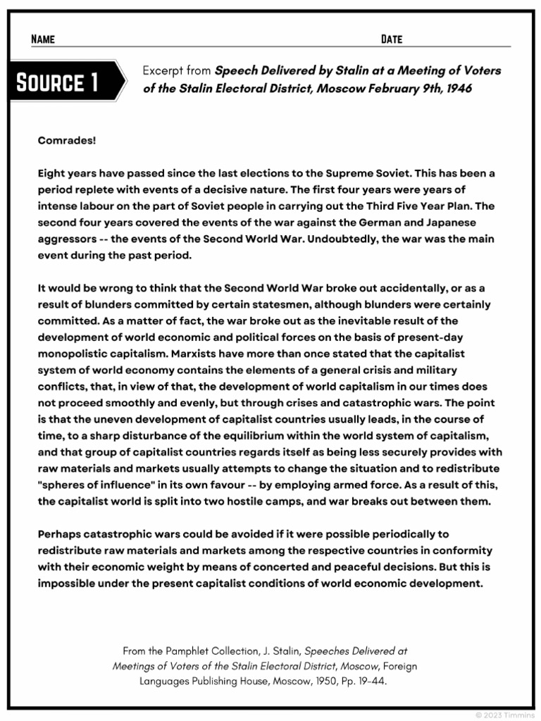 Cold War Primary Source Set COLOR | PDF