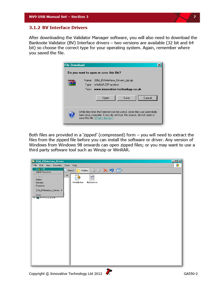 3.1.2 BV Interface Drivers: NV9 USB Manual Set - Section 3 7 | PDF | Usb | Device Driver