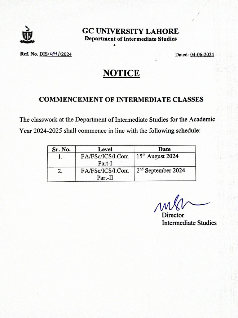 Class Starting Notice 04 Jun 2024 | PDF