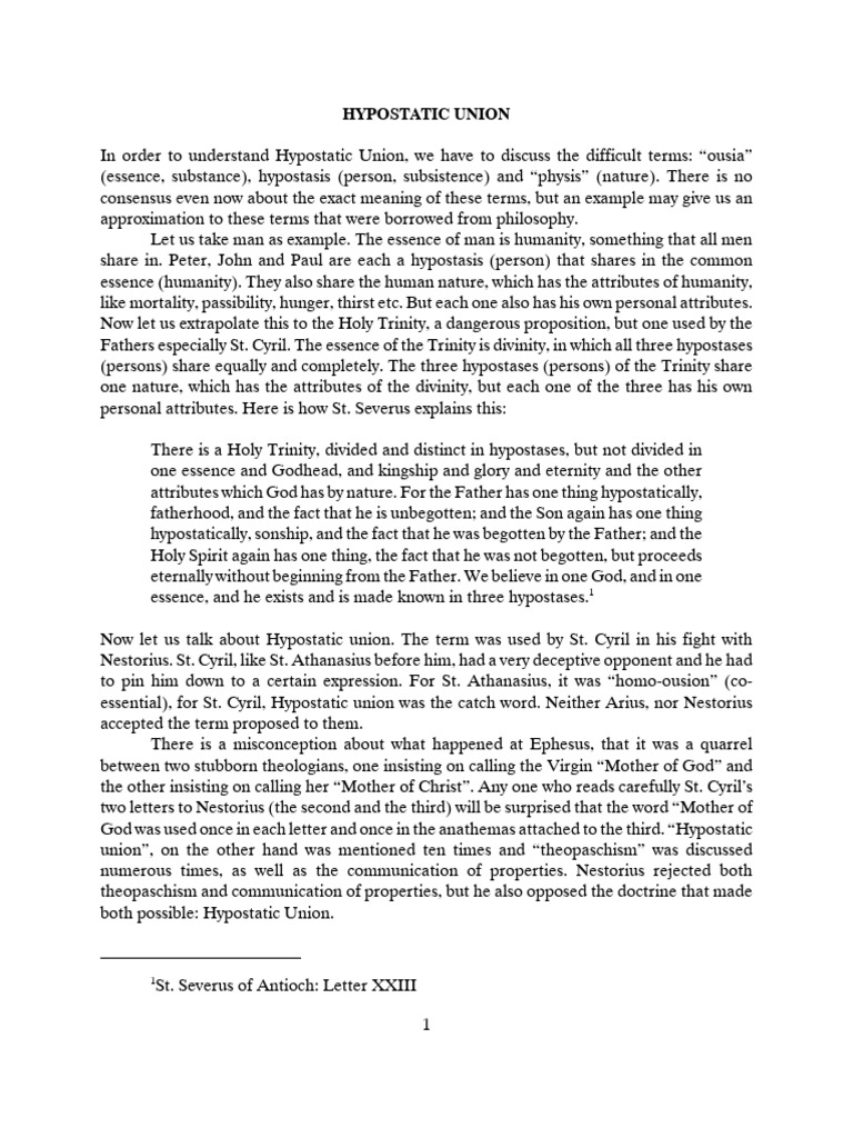 Hypostatic Union | PDF | Council Of Chalcedon | Christology