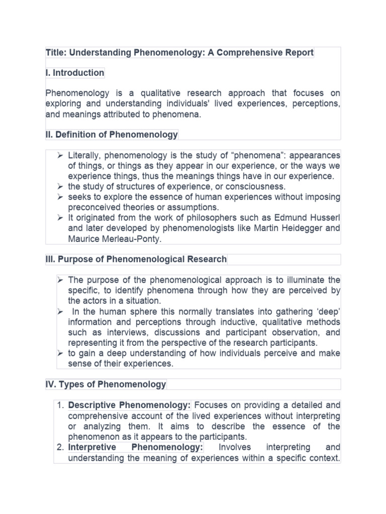 Definition of Phenomenology | PDF | Phenomenology (Philosophy) | Experience
