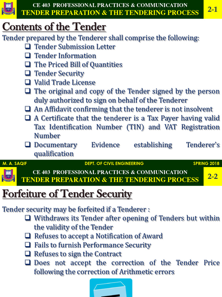Topic 2 Tender Preparation The Tendering Process | PDF | Specification (Technical Standard ...