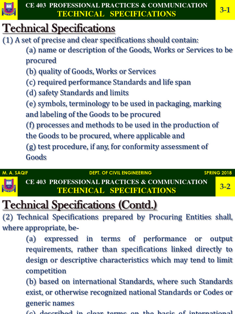 Topic 3 Technical Specifications | PDF | Specification (Technical Standard)