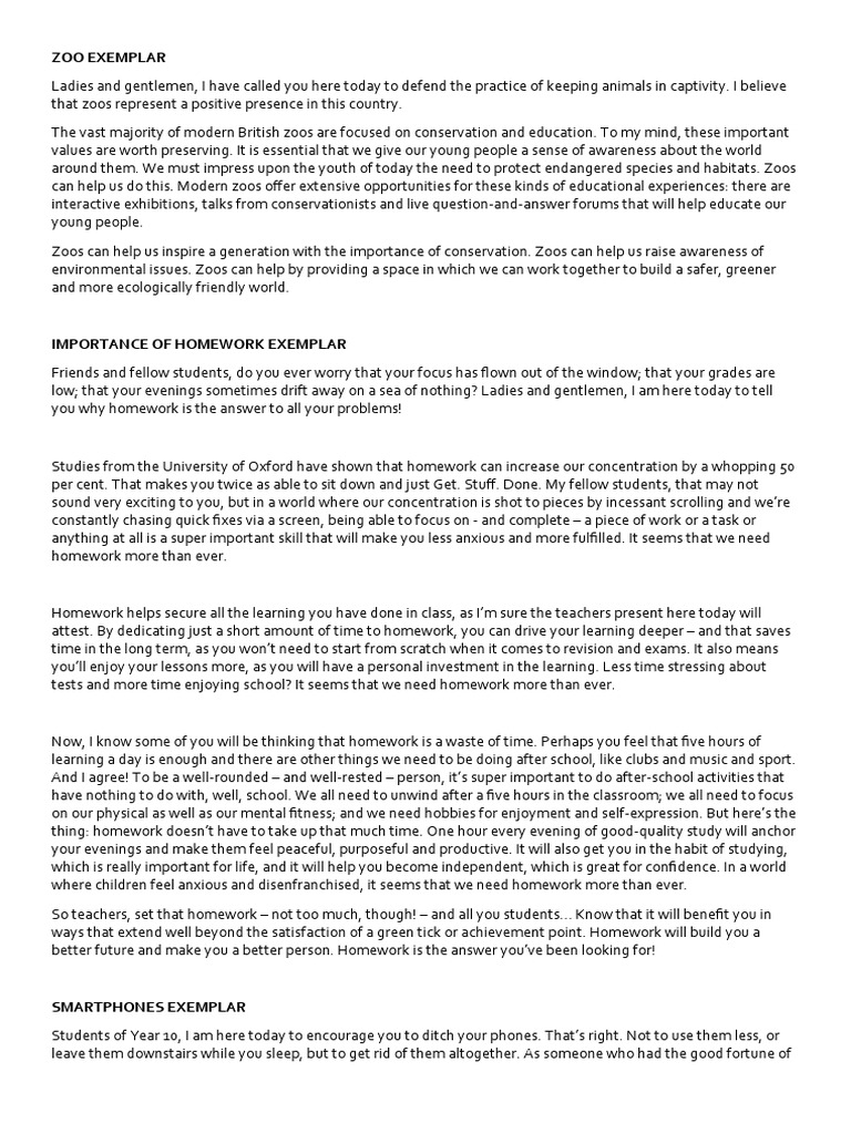 Summer Speech Homework Sheet | PDF | Zoo | Homework