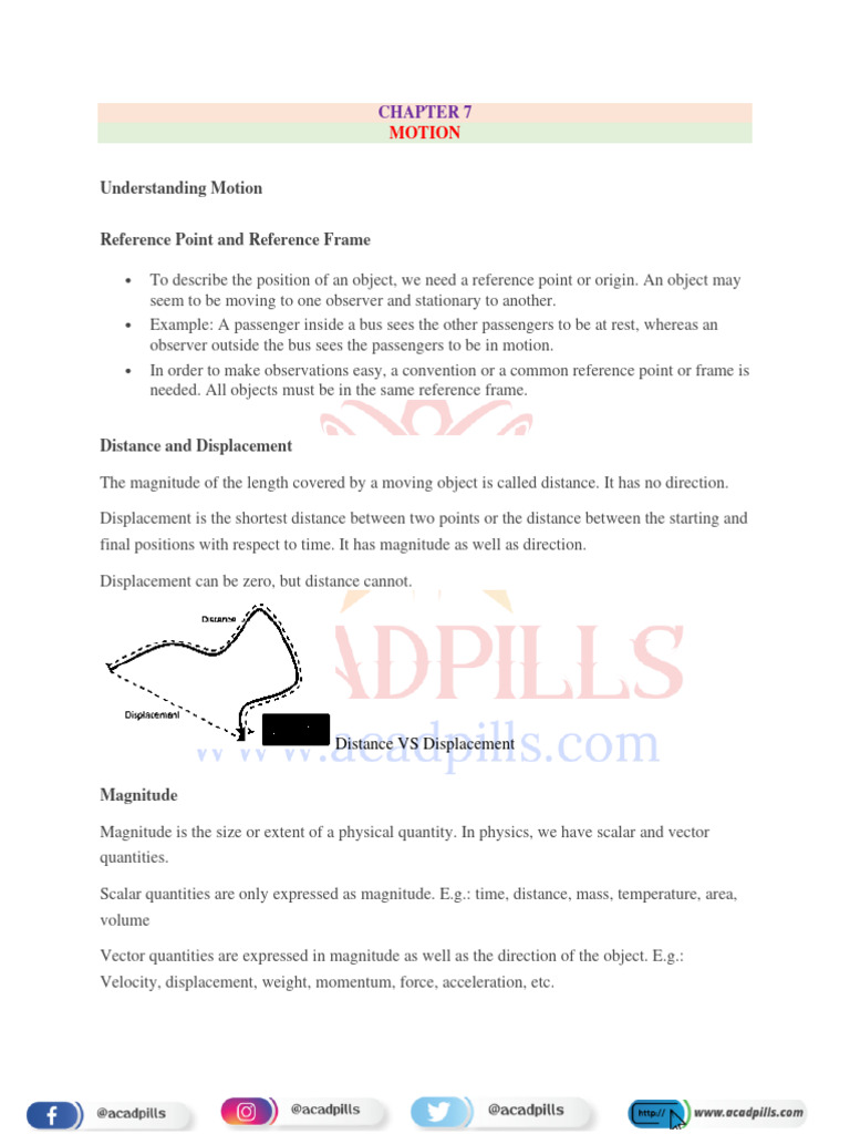 CHAPTER 7 MOTION | PDF | Speed | Velocity