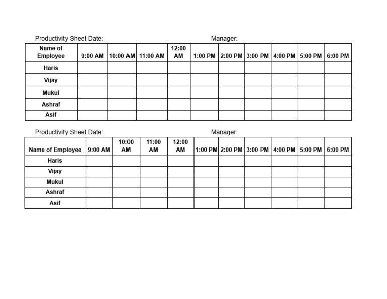 Productivity Sheet | PDF | Career & Growth