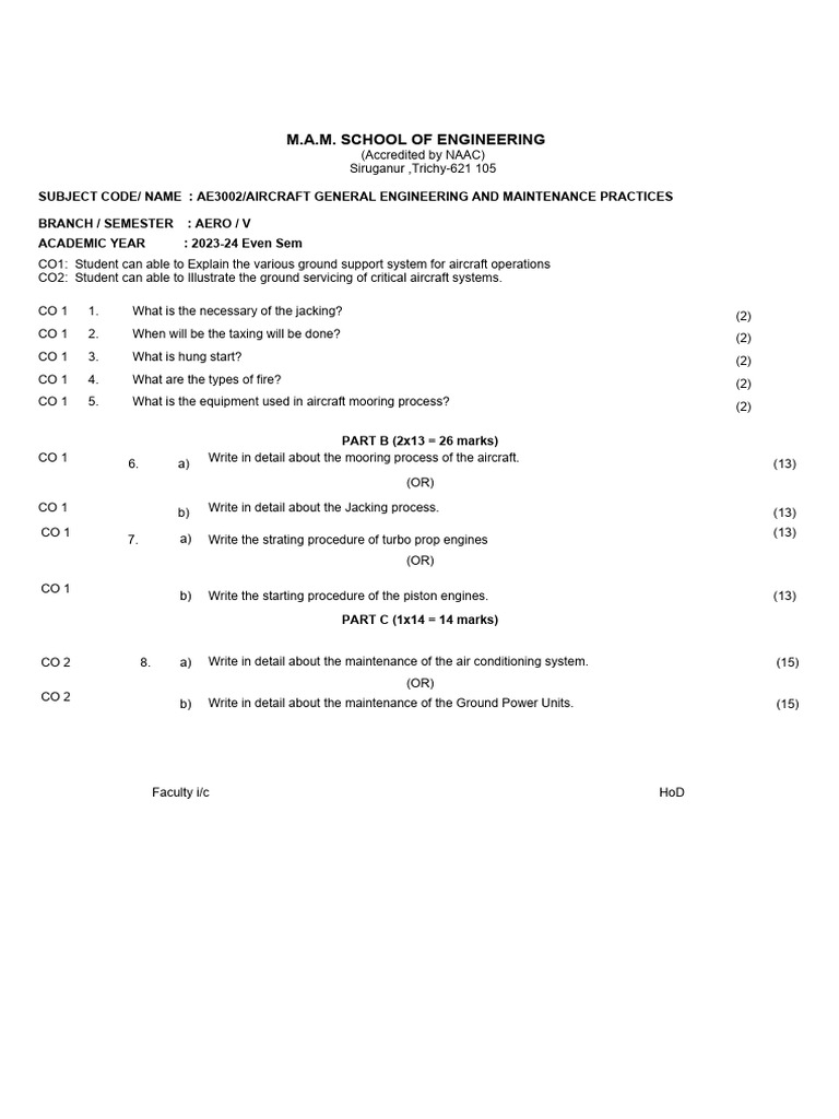 AE3002 AGEMP Questions | PDF | Engineering | Aviation