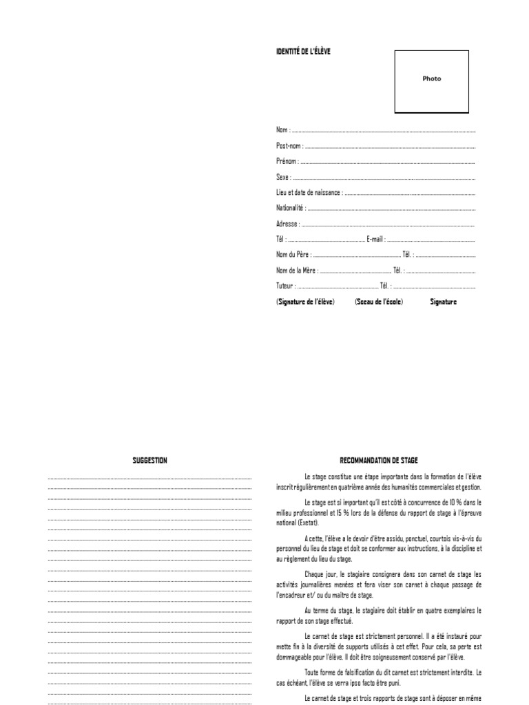 Carnet Stage | PDF