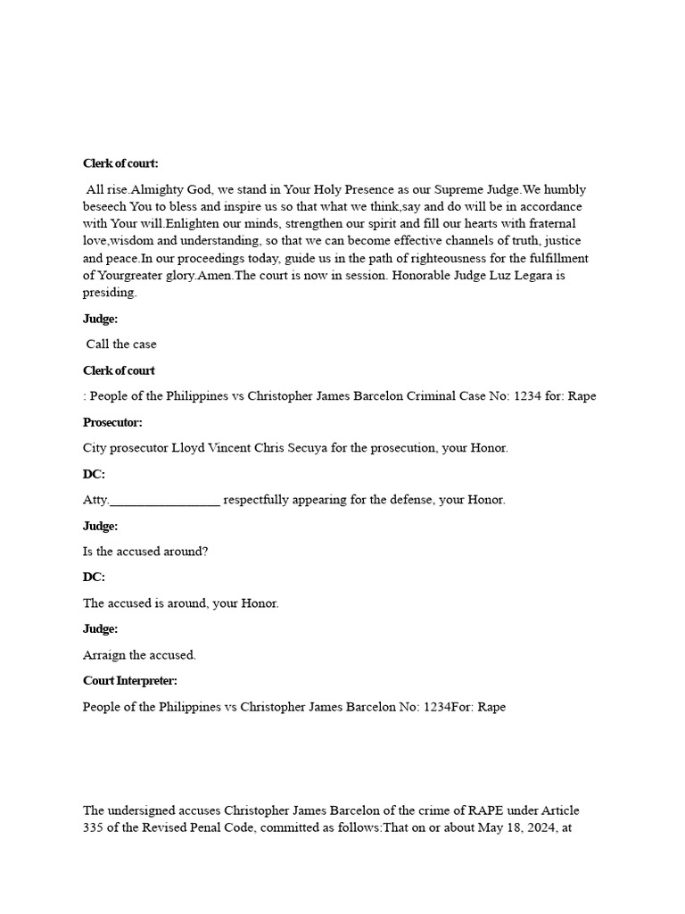 Final Script | PDF | Witness | Plea