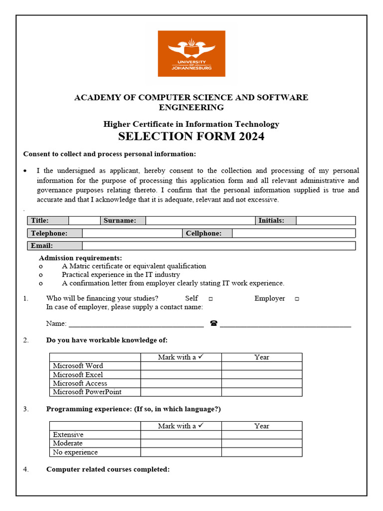 HC 2024 Selection Form | PDF | Application Software | Information