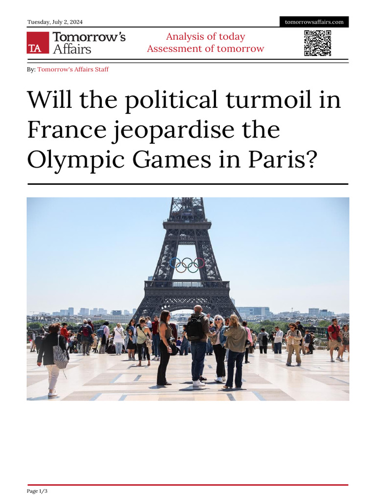 Will The Political Turmoil in France Jeopardise The Olympic Games in ...