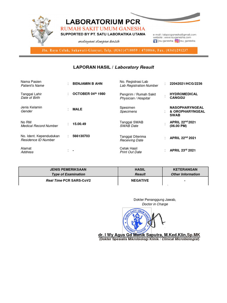 Certificate - Covid - BEN HAN | PDF