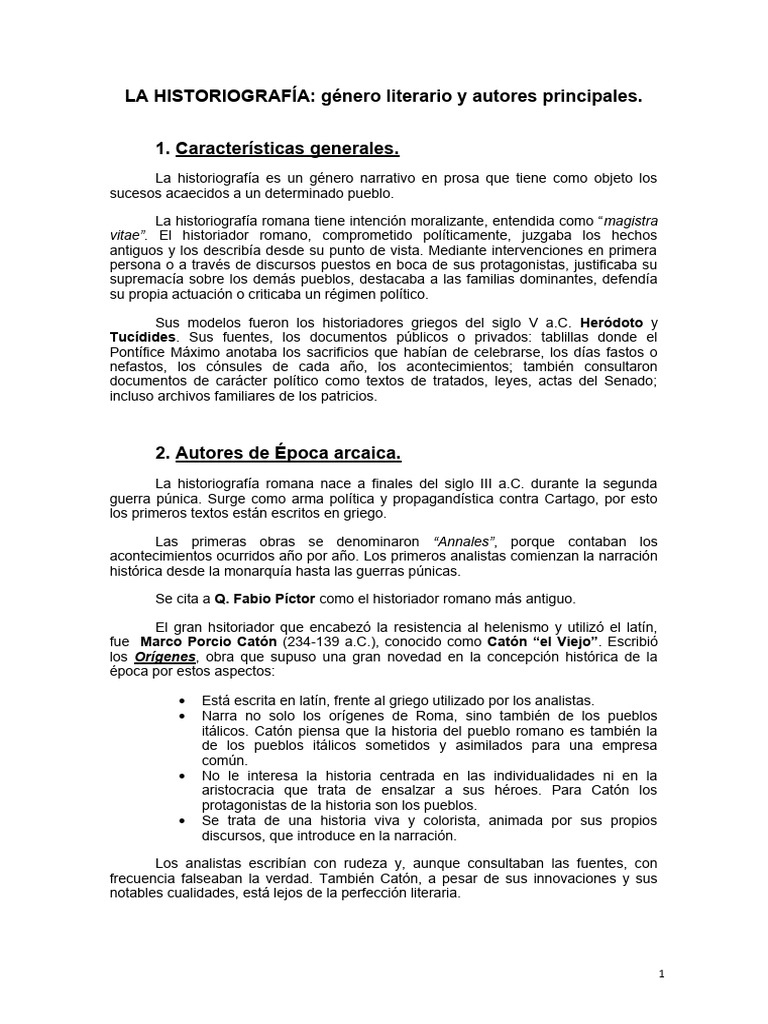 La Historiografía | PDF | Mundo grecorromano | Roma antigua