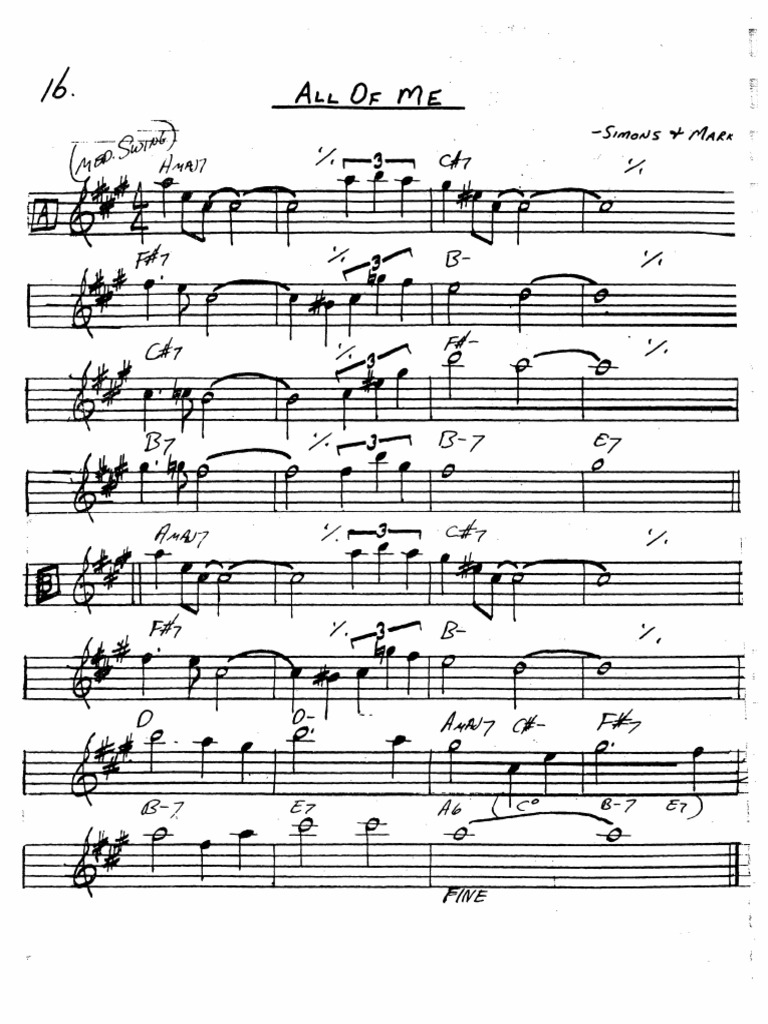 All of Me (Lead Sheet in A) | PDF
