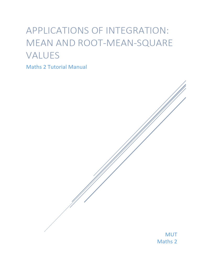 Applications of Integration - Mean and Root Mean Square Values | PDF ...