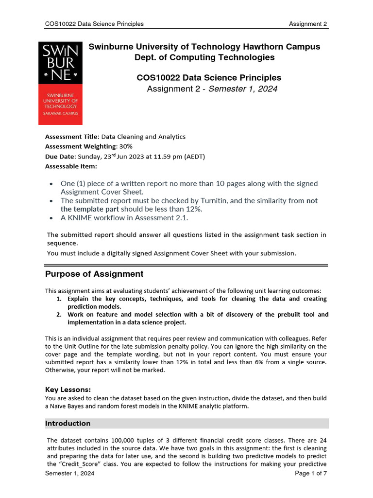 Cos10022 Data Science Assignment 2 Question Pdf Data Science 