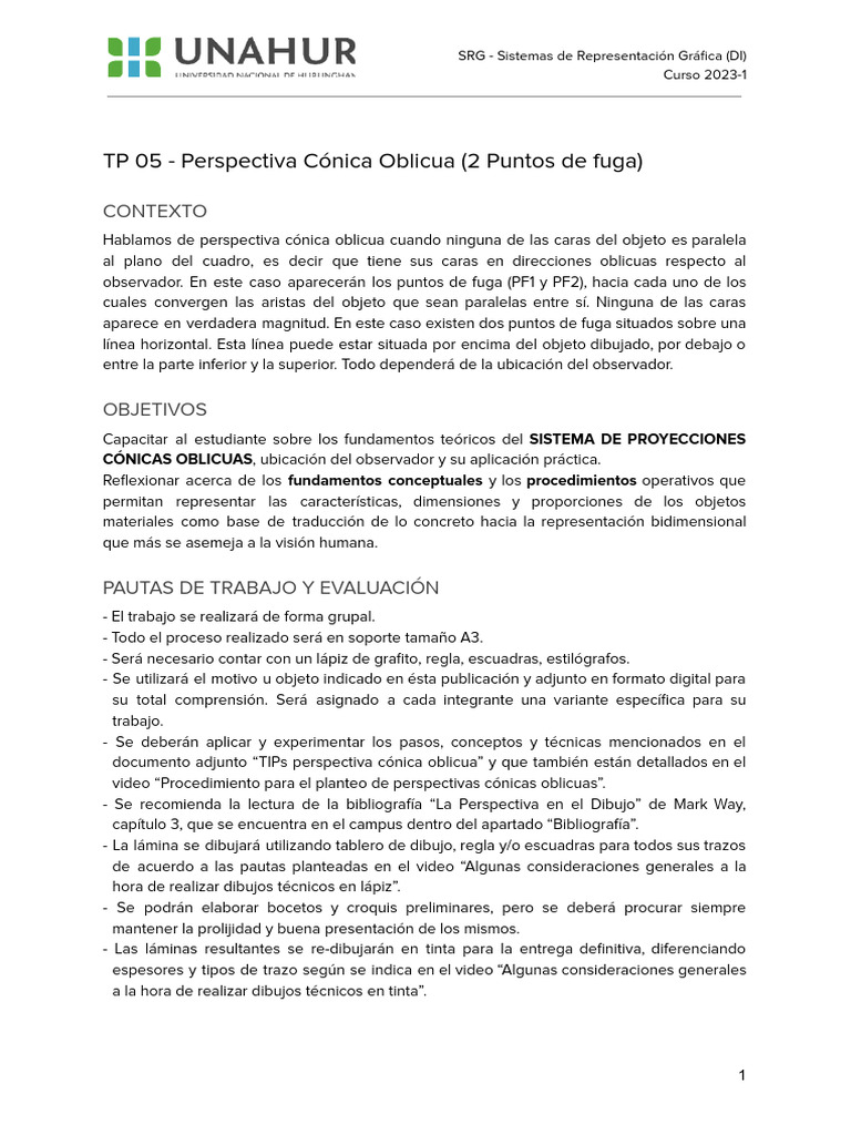 TP 05 - Perspectiva Cónica Oblicua (2 Puntos de Fuga) | PDF | Perspectiva (Gráfica)