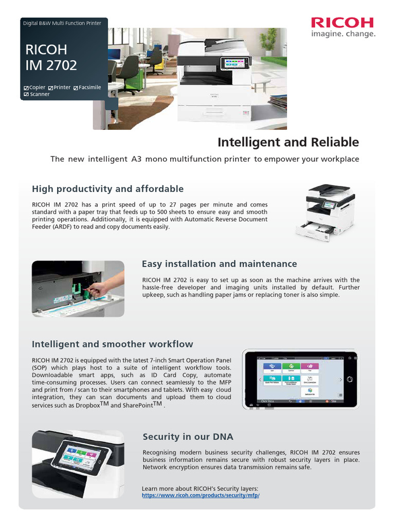 Ricoh Im 2702 Brochure 0 | PDF | Office Equipment | Computer Engineering