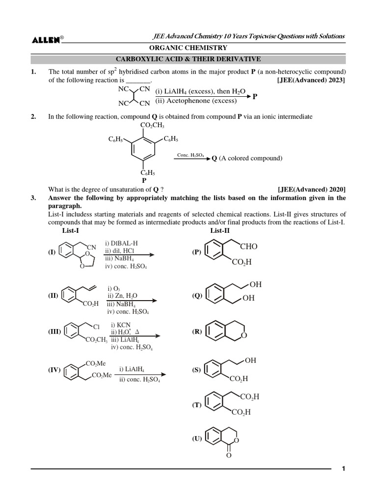 Carboxylic Acid Their Derivative | PDF | Carboxylic Acid | Physical ...