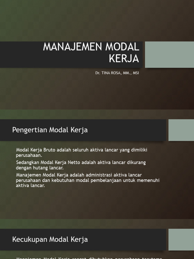 Manajemen Modal Kerja dan Arus Kas | PDF