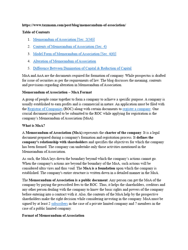 Memorandum of Association | PDF | Limited Liability Partnership | Guarantee