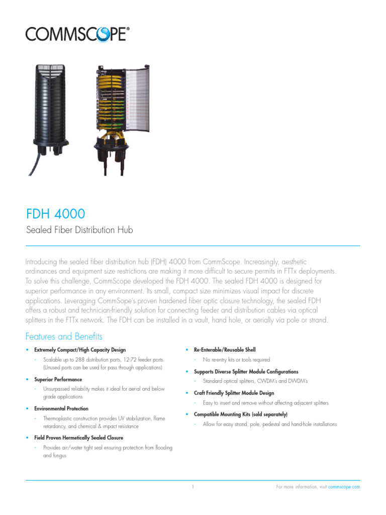 Sealed Fiber Distribution Hub FDH 4000 | PDF | Optical Fiber ...