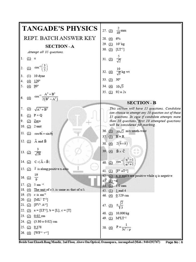 Measurement+ Vectors Answer Key | PDF