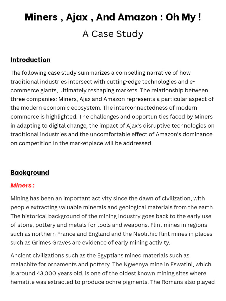 Miners, Ajax, and Amazon Oh My ! | PDF | Mining | Sustainability
