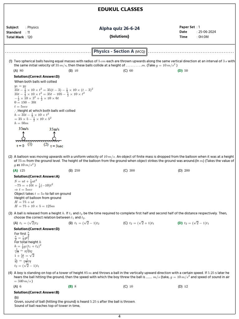 Alpha Quiz 26-6-24 1719308696 | PDF | Angle | Physical Quantities