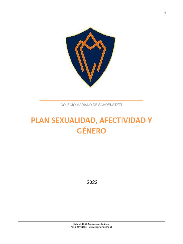 Plan Sexualidad Afectividad Y GÉnero Colegio Mariano 2022 | Pdf | La 