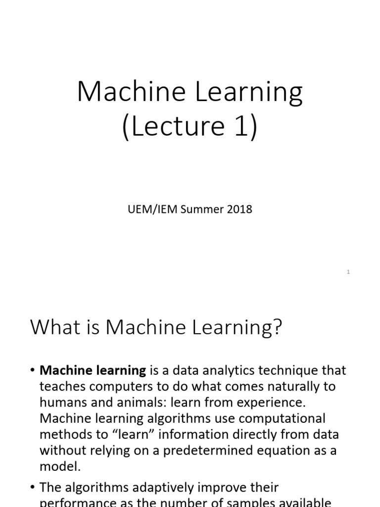 ML Lecture1 | PDF | Machine Learning | Mean Squared Error